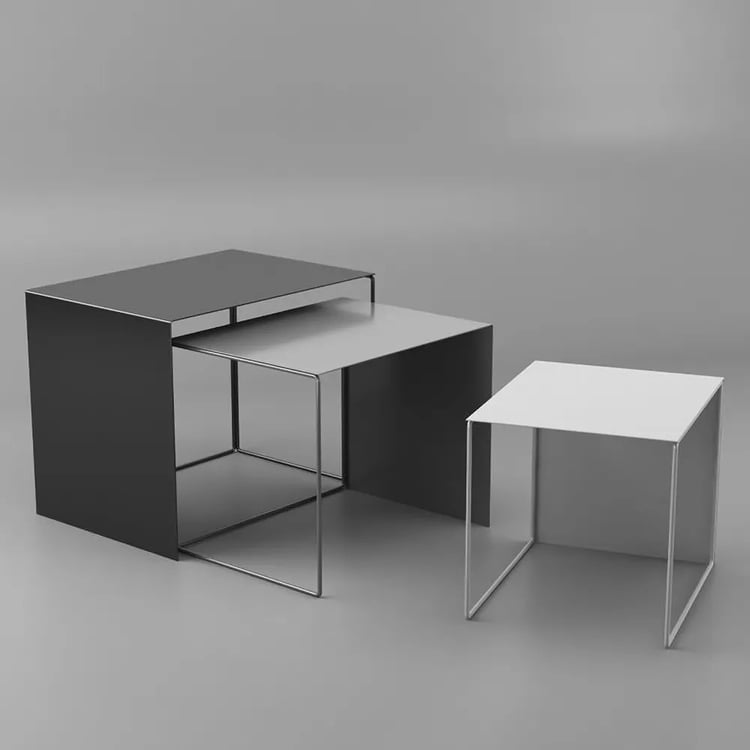 Set of 3 Modern Metal Side Table Rectangular End Table Set | Homary UK