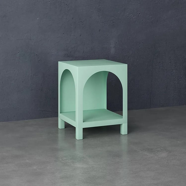 2-Tiered End Table with Storage Side Table Green｜Homary
