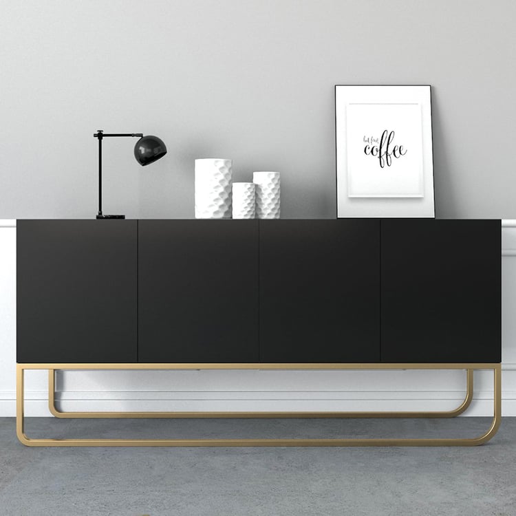 1600mm Modern Black Sideboard Buffet Kitchen Buffet Cabinet with 4 ...