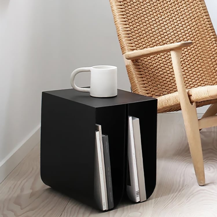 Contemporary End Table with Magazine Rack in Black | Homary UK