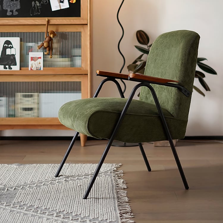Green Modern Chair Upholstered Corduroy Leisure Arm Chair Guest Chair ...