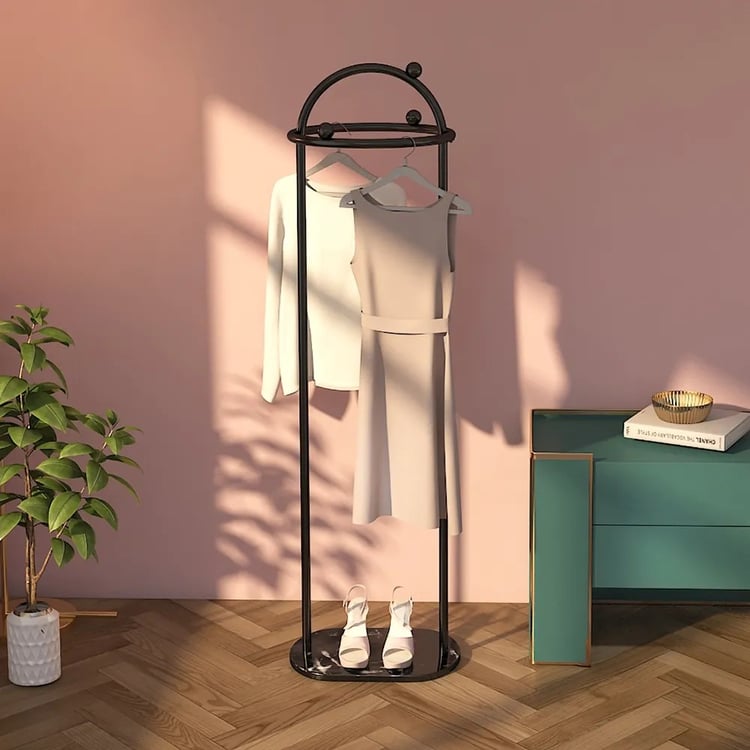 Black Marble Clothing Rack with Hanging Rail | Homary
