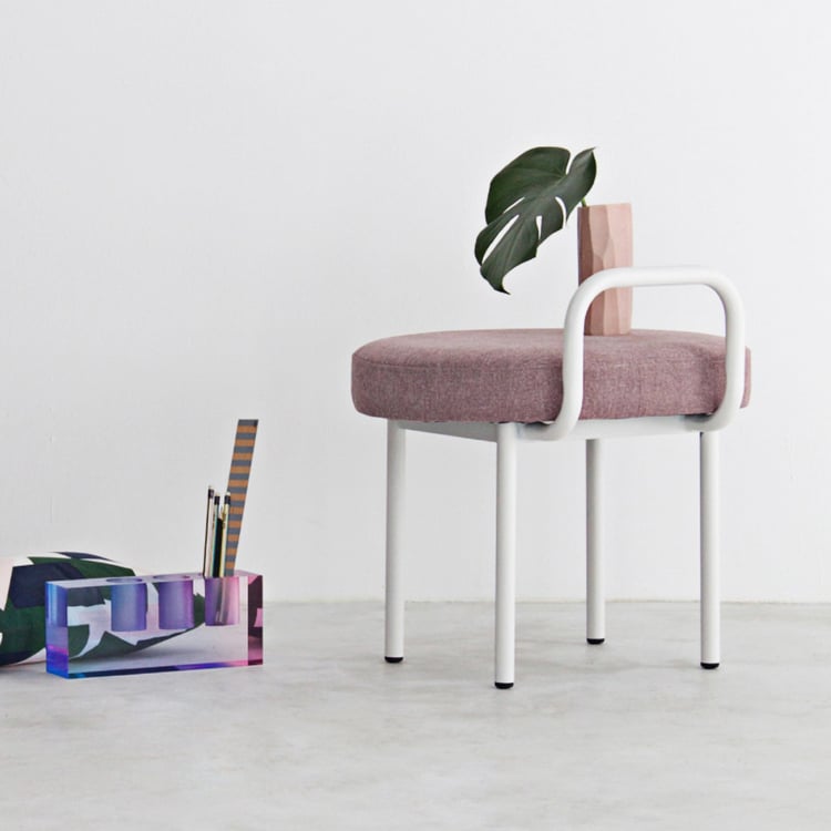 Pink Oval Stool Upholstered Velvet Footrest Makeup Stool Ottoman | Homary