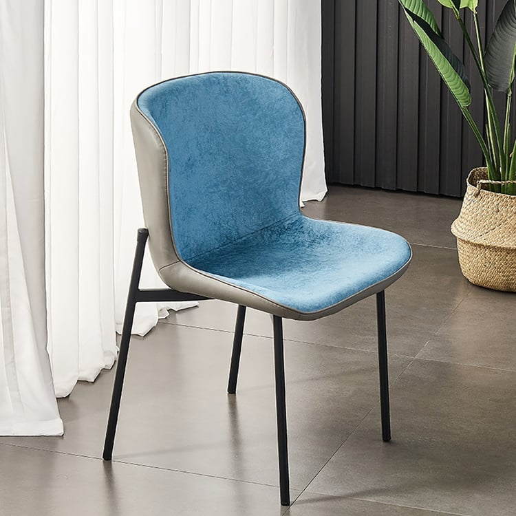Modern Dining Chair High Back Upholstered Leath-aire Set of 2-Deep Blue ...
