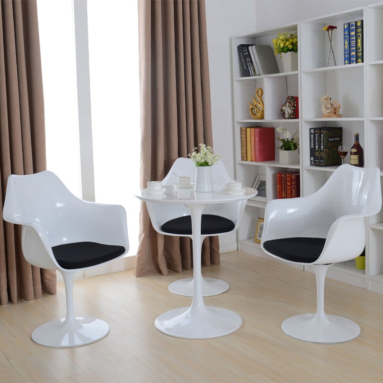 Modern Rotatable Dining Chair Upholstered Black Cushion with Armrest｜Homary