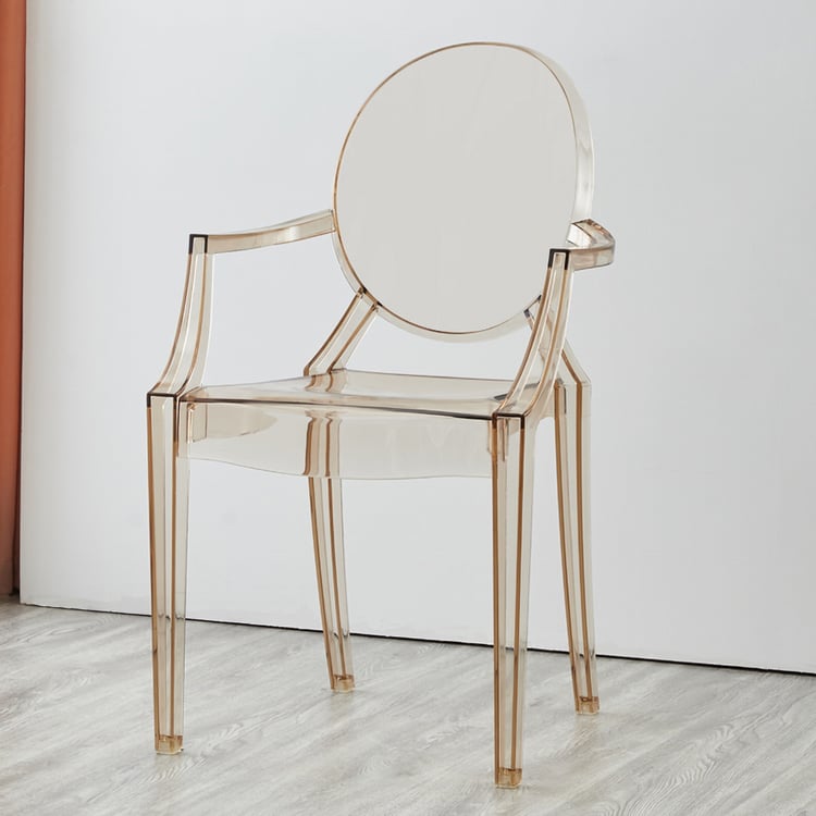 Modern Acrylic Transparent Amber Dining Chair with Armrest Set of 2 ...