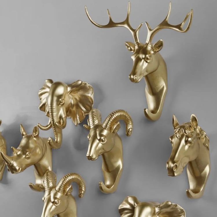 Animal Mounted Hook in Gold Set of 6 | Homary UK