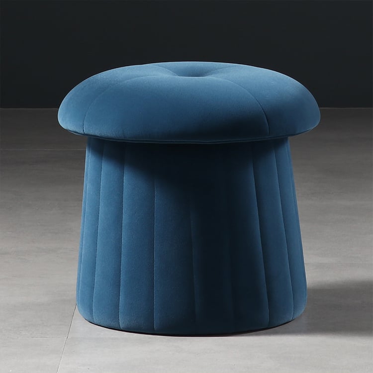 Blue Tufted Pouf Ottoman Upholstered Velvet Ottoman Footrest Stool｜Homary
