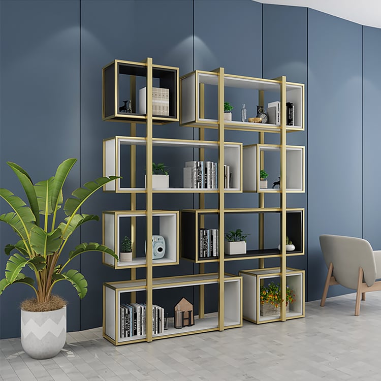 1800mm Nomore-Style Freestanding Etagere Bookshelf in Gold｜Homary UK