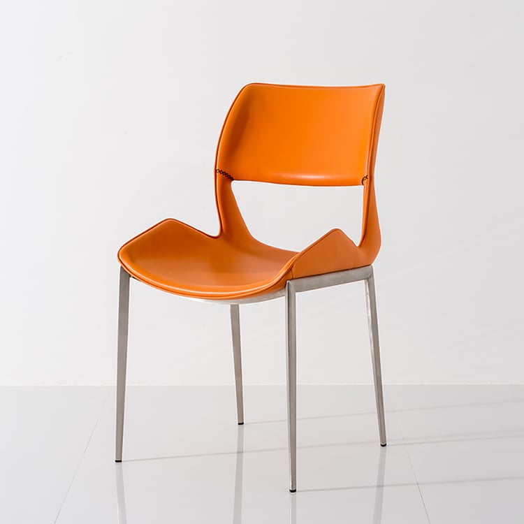 Modern Orange Dining Chair PU Leather Upholstered Dining Chair Dining ...