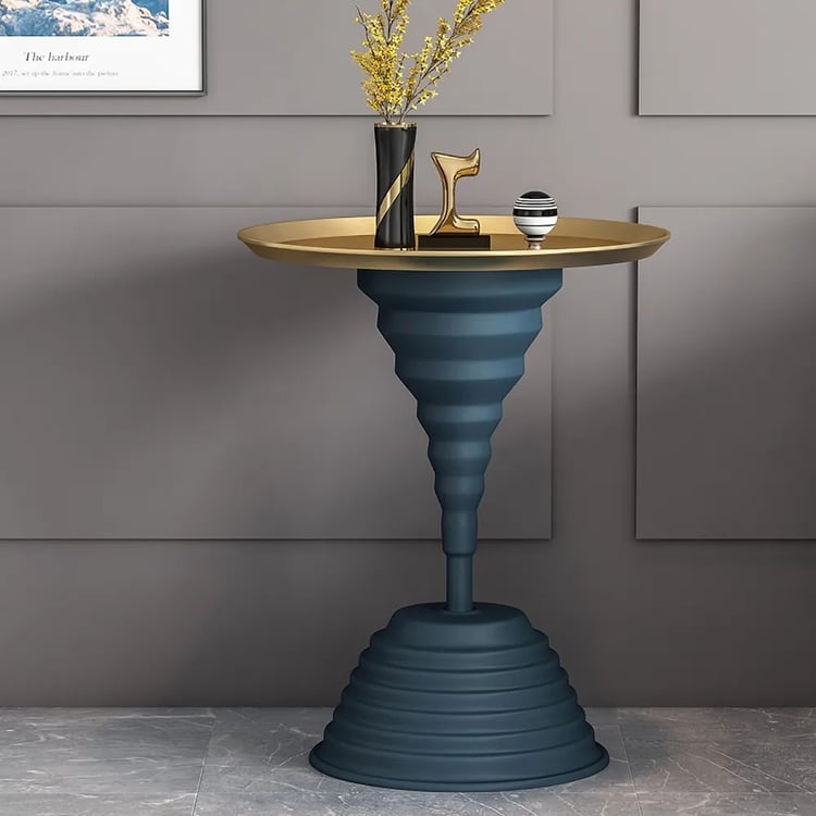 Blue End Table with Tray Top Metal Side Table｜Homary UK