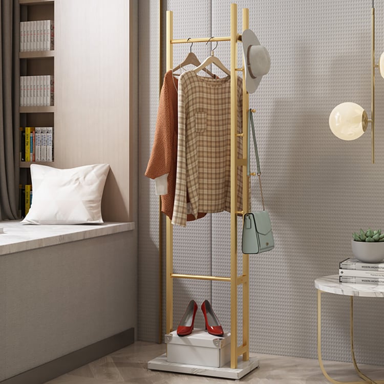 Chic Standing Cloth Rack with 2-Tier Shelf with Hooks｜Homary AU