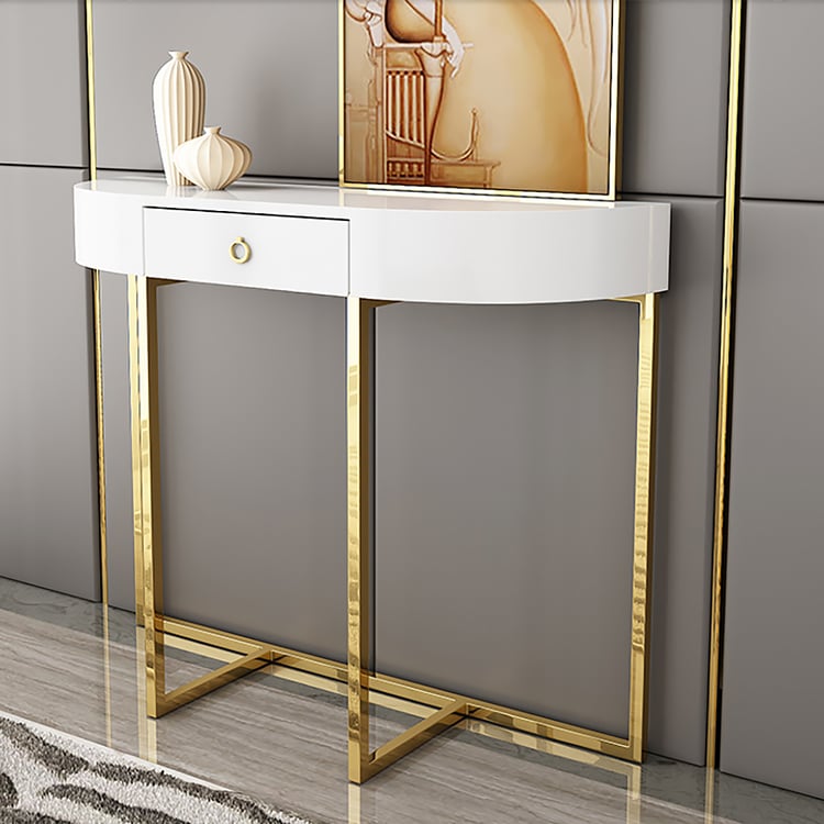Demilune table with storage store