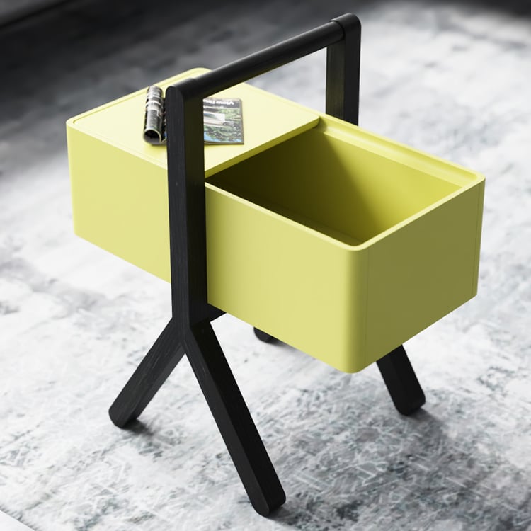Minimalism End Table with Magazine Rack in Yellow｜Homary