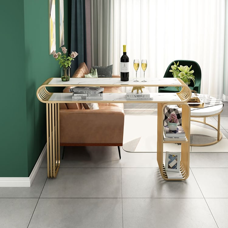 Modern Console Table Bar Table with Storage and 1 Shelve in White ...