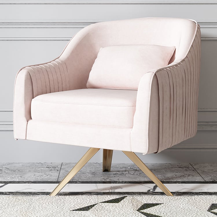 Pink Velvet Accent Chair Modern Upholstered Arm Chair Pillow Included ...