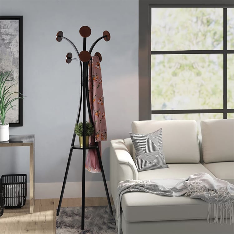 1726mm Modern Standing Entryway Tall Coat Stand with Hooks & Shelving ...