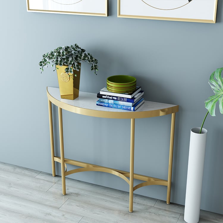 White semi circle console table store