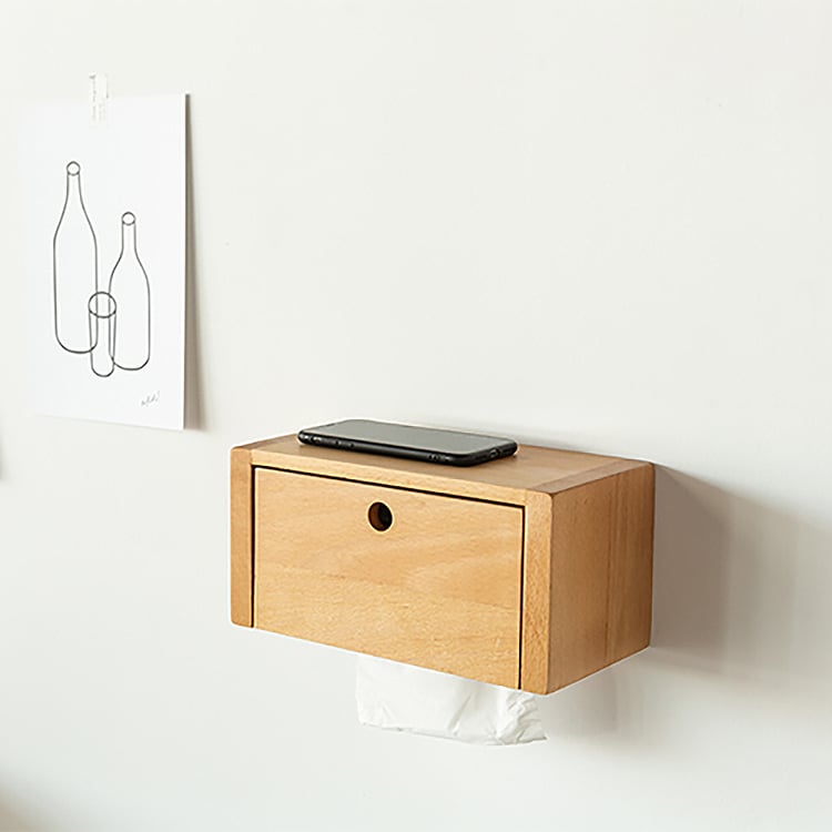 Wooden Wall Mounted Tissue Box with Creative Flip Design｜Homary