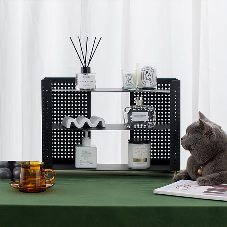 Desk Shelves Storage Organizer Rack Bookshelf with 4 Decor Cat Legs｜Homary