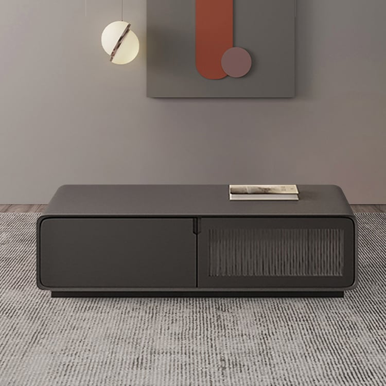 Rectangular Modern Coffee Table with Storage in MDF & Glass in Black ...