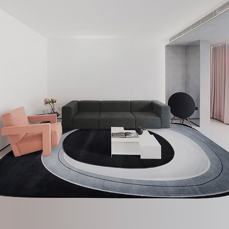 1530mm × 2430mm Post-modern Artistic Pattern Black & Gray Rectangle ...