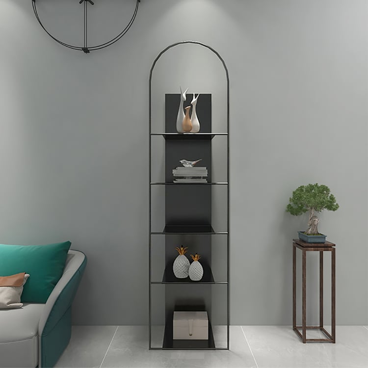 1650mm Modern Metal Matt Black Bookshelf Bookcase in 5 Shelves｜Homary