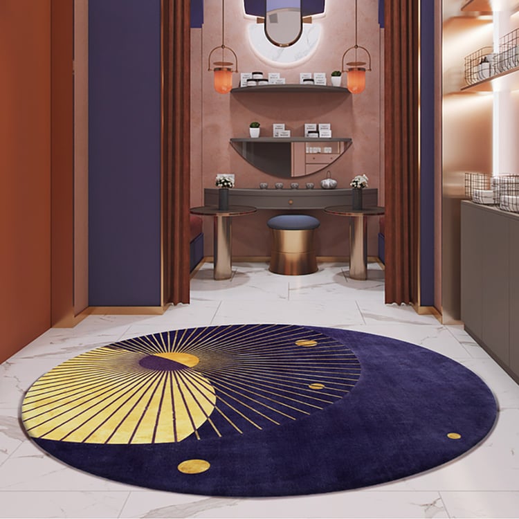 5' x 5' Designer Modern Style Circular Deep Purple Area Rug｜Homary