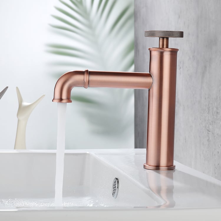 Ruth Industrial Pipe Single Handle Bathroom Basin Tap Mono Solid Brass ...