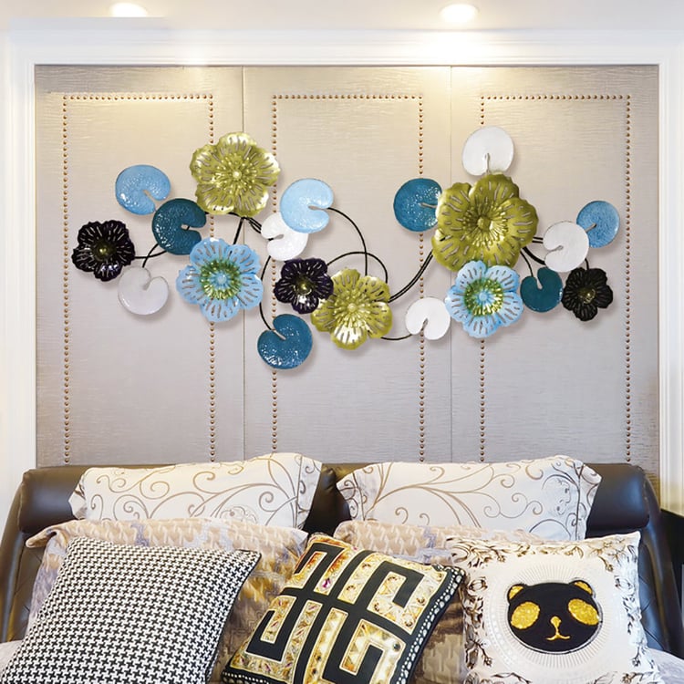 Contemporary Hollow-Out Lotus & Leaves Metal Wall Hanging Decor Home ...