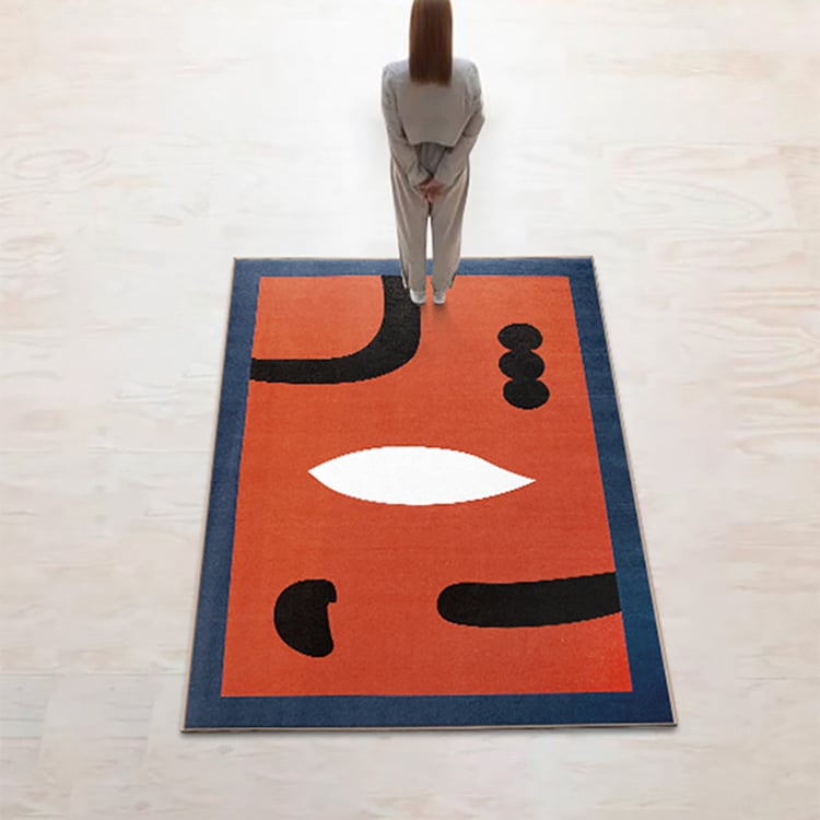 6' x 9' Rectangle Contemporary Simple Painting Red Nylon Area Rug | Homary