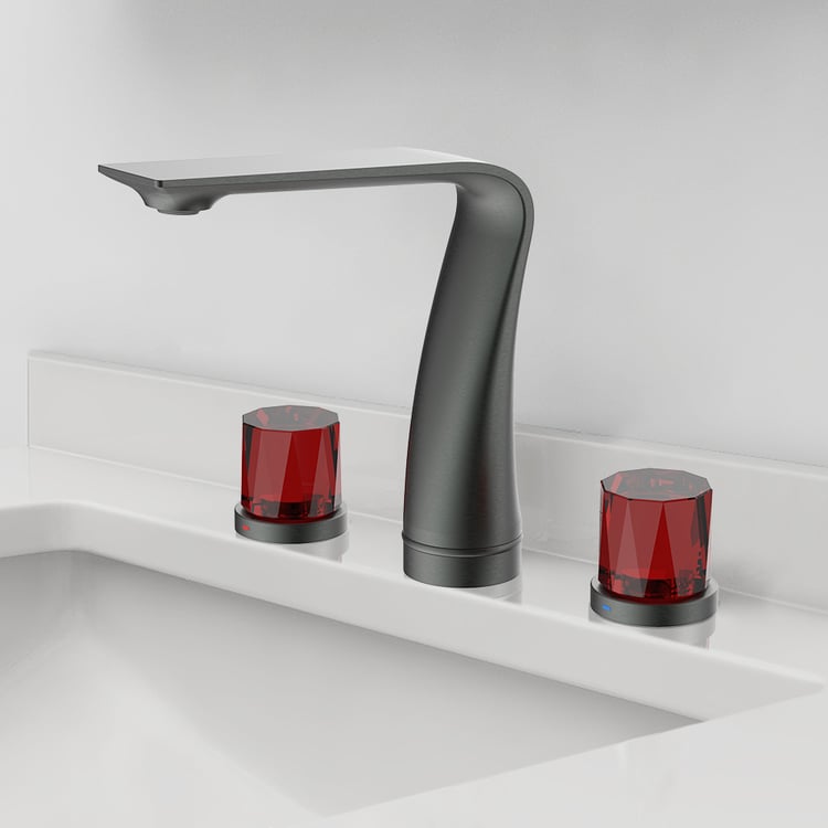 3-Hole Dual Crystal Knobs Bathroom Basin Tap Solid Brass｜Homary UK