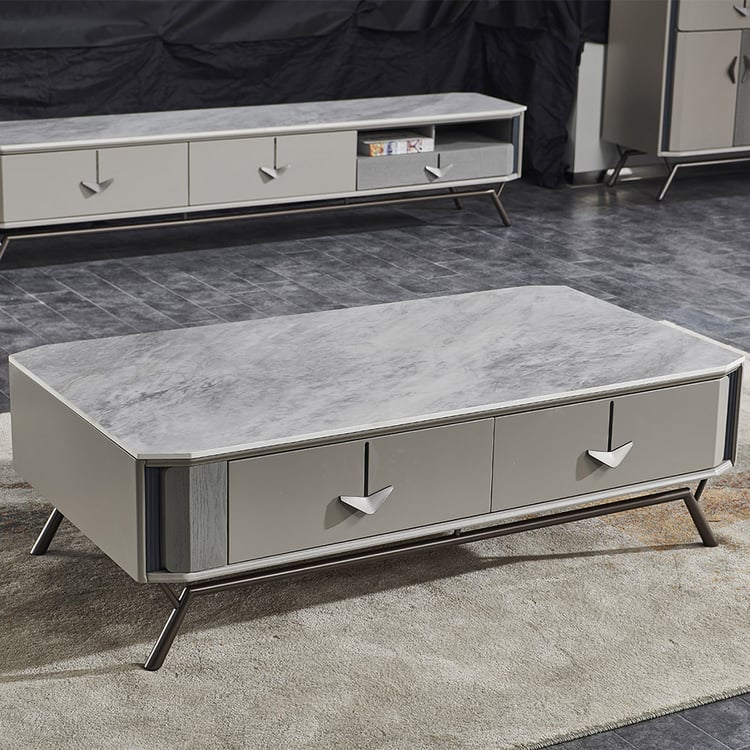 51.2" Contemporary Gray Rectangular Coffee Table with Storage Sintered ...