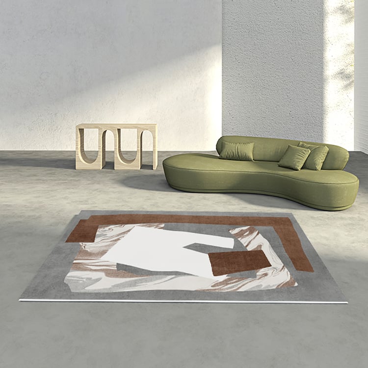 1530mm x 2430mm Multipurpose Rectangular Contemporary Abstract Grey ...