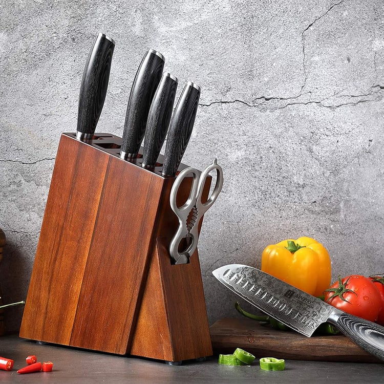 7 Pieces 67 Layers Damascus Knife Block Set with Scissor｜Homary