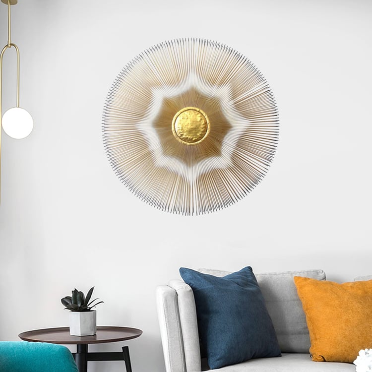 Mid-Century Vintage Sunburst Gold Wall Hanging Metal Decor｜Homary