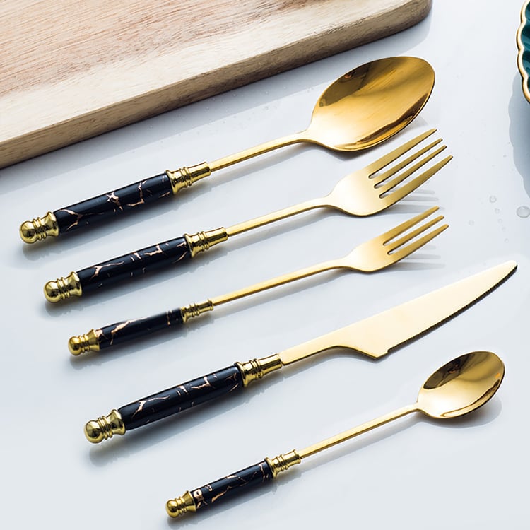 60 Pieces Stainless Steel Flatware Set with Ceramic Coated Handle ...