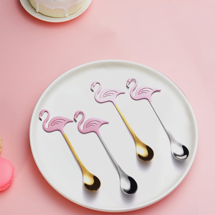 40 Pieces Stainless Steel Flatware Set with Flamingo Pattern Spoon for ...