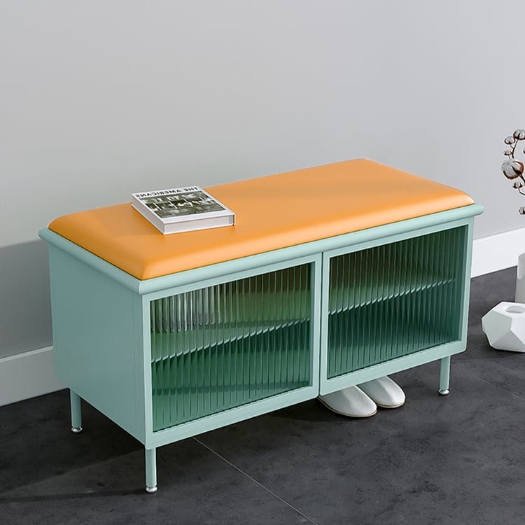 Scandinavian Style Upholstered Shoe Rack with Cabinet-Green-Without ...