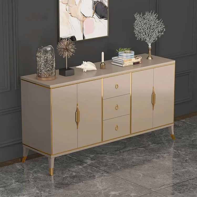 1500mm Contemporary Cabinet Champagne Sideboard Buffet with 4 Doors 3 ...