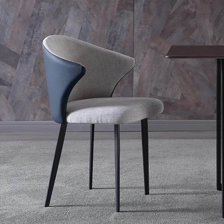 Modern Grey Upholstered Dining Chair Carbon Steel Leg Arm Chair Set of ...