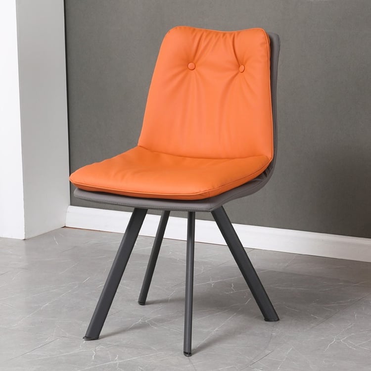 Modern Upholstered Orange Dining Chair PU Leather Side Chairs｜Homary