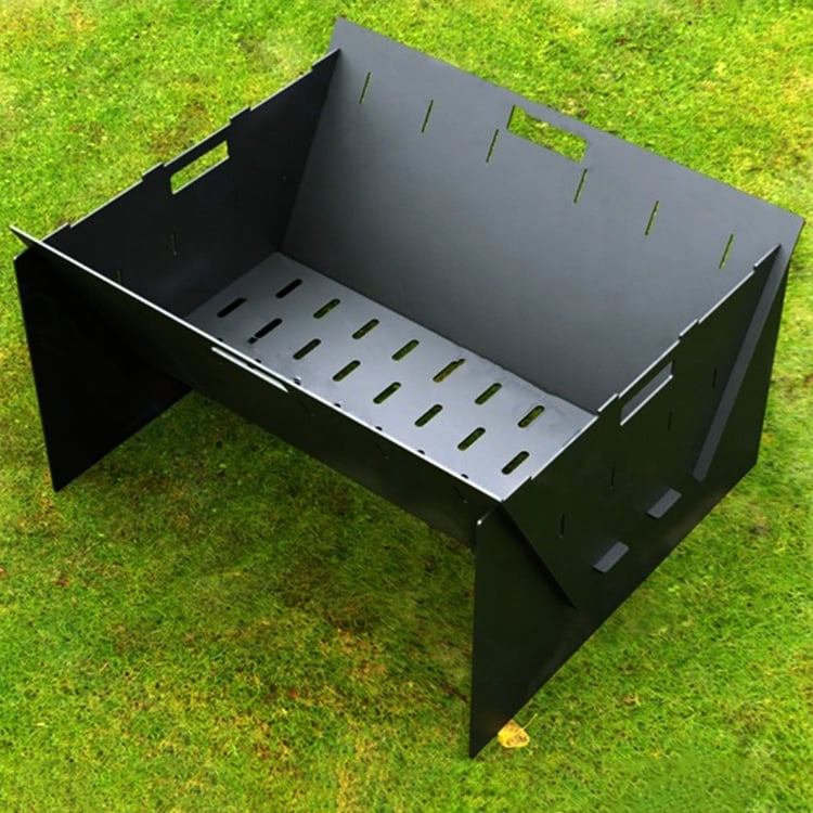 20" Outdoor Modular Wood Burning Fire Pit Corten Steel in Black｜Homary