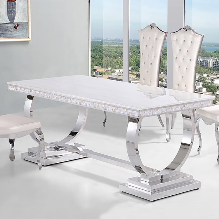 71" Modern Rectangle Dining Table with Stainless Steel Base｜Homary