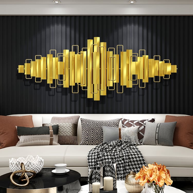 3D Luxury Gold Geometric Metal Wall Decor with Overlapping Pattern | Homary