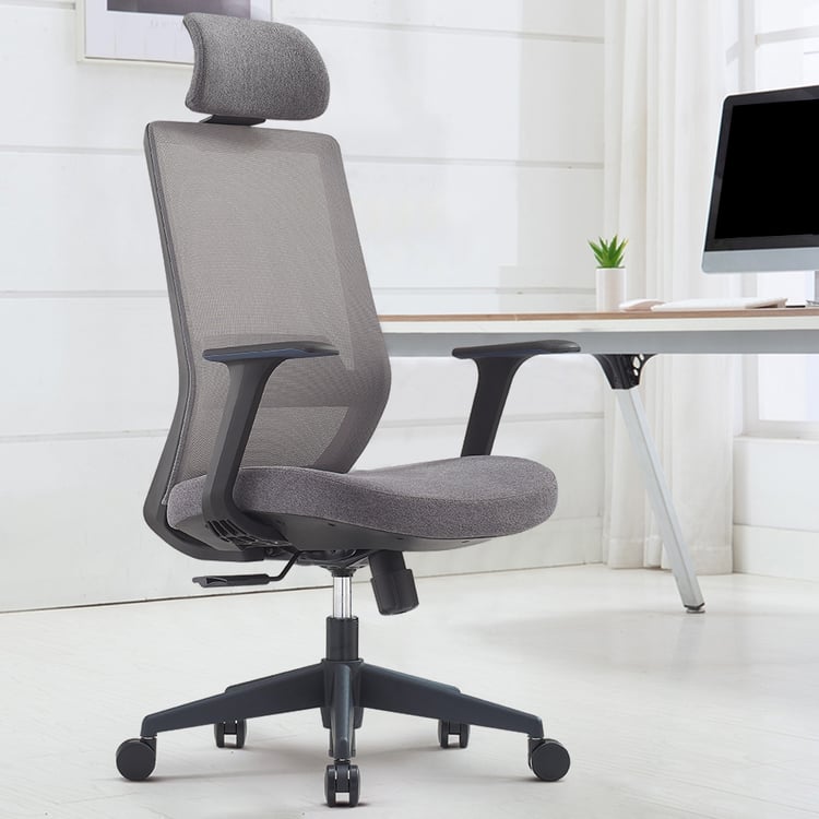 Minimalist Gray Breathable Office Chair Upholstered Adjustable Height ...