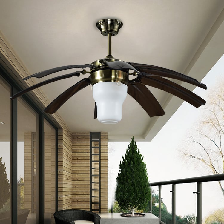 1070mm Retractable Ceiling Fan with Light Kit and Remote 8 Clear ABS ...