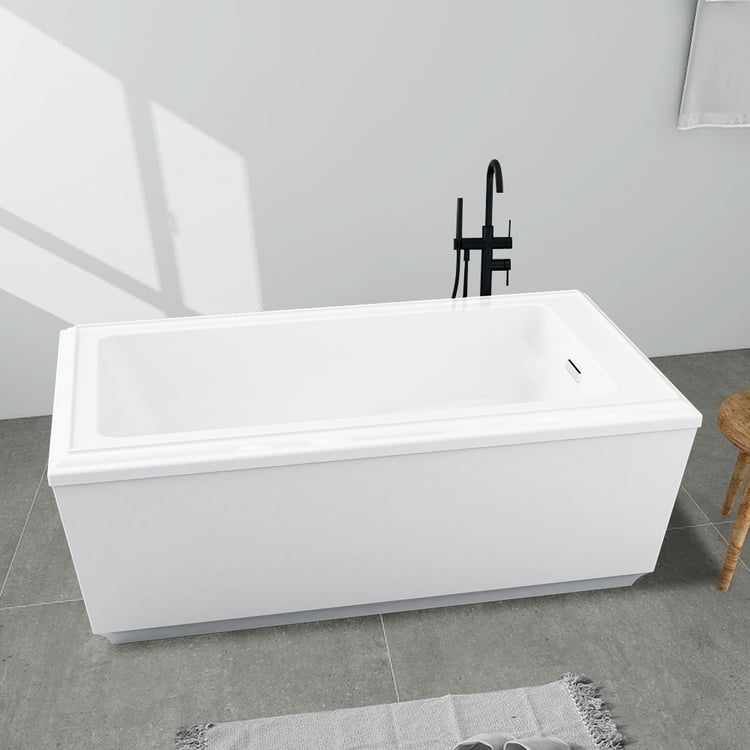 65'' MicroSilk Acrylic Freestanding Rectangular Bathtub in Glossy White ...