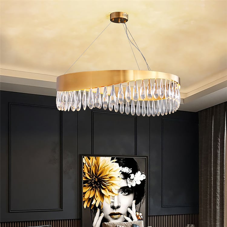 Modern Raindrop Crystal Dimmable LED Chandelier with Adjustable Cable ...