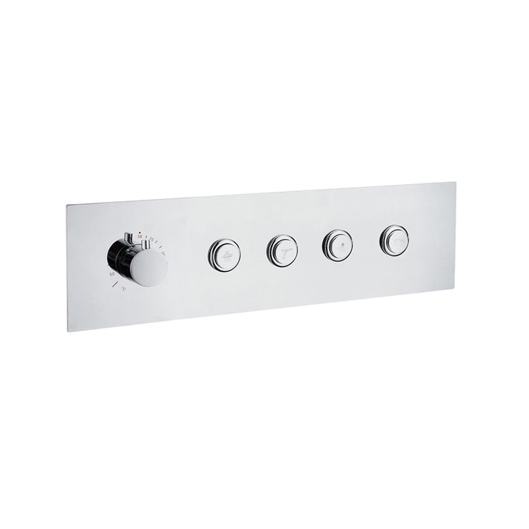 Modern 4-Function Shower Diverter Valve Push Buttons Thermostatic Trim ...